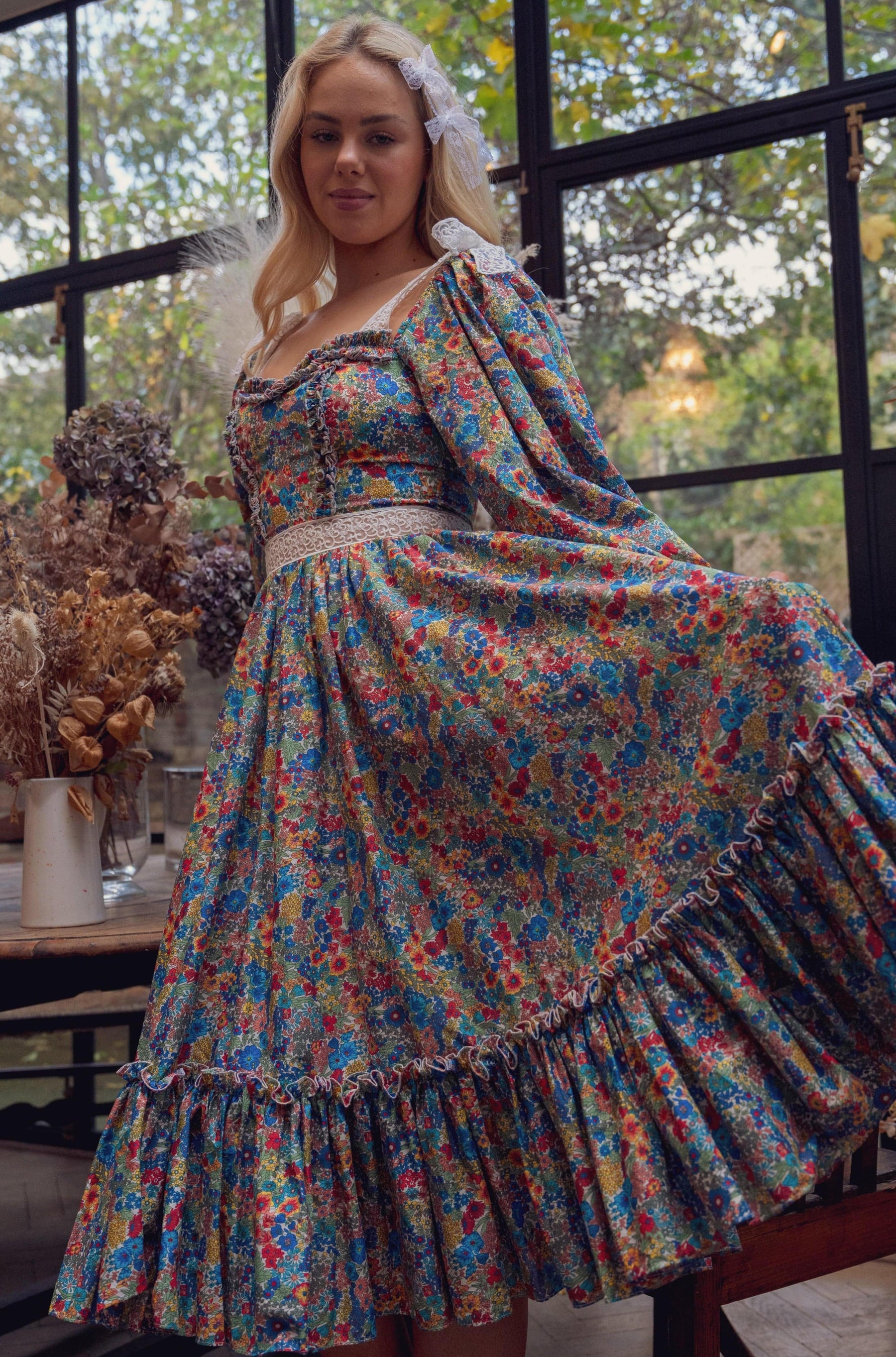 Wild Meadow Magic Midi Dress - Vibrant Floral – Fairy Tong